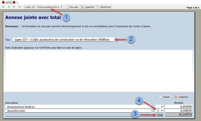 Les notes et annexes jointes