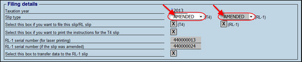 Filing amended or cancelled slips/RL slips